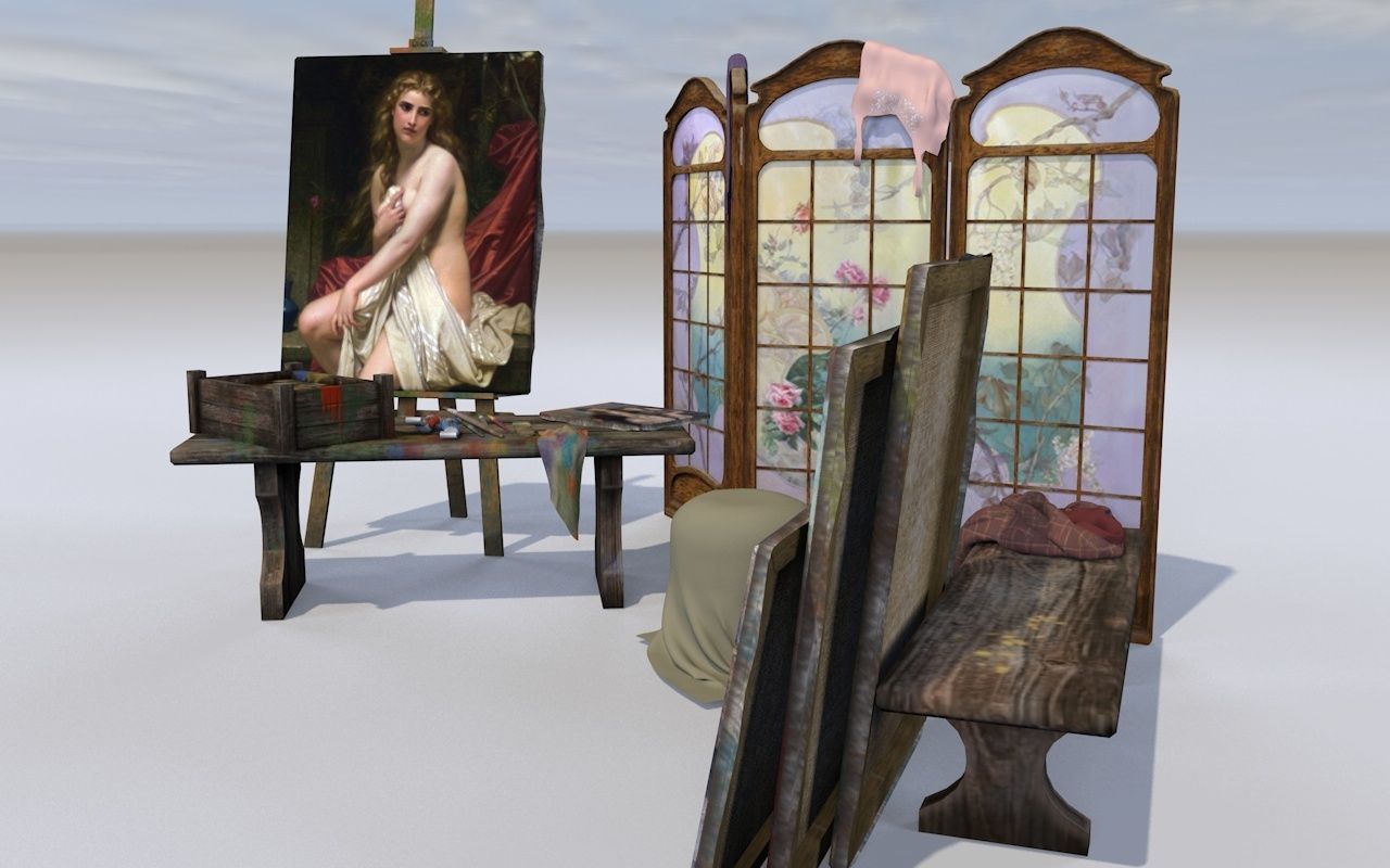 Artistic set painting easel 3D model | CGTrader