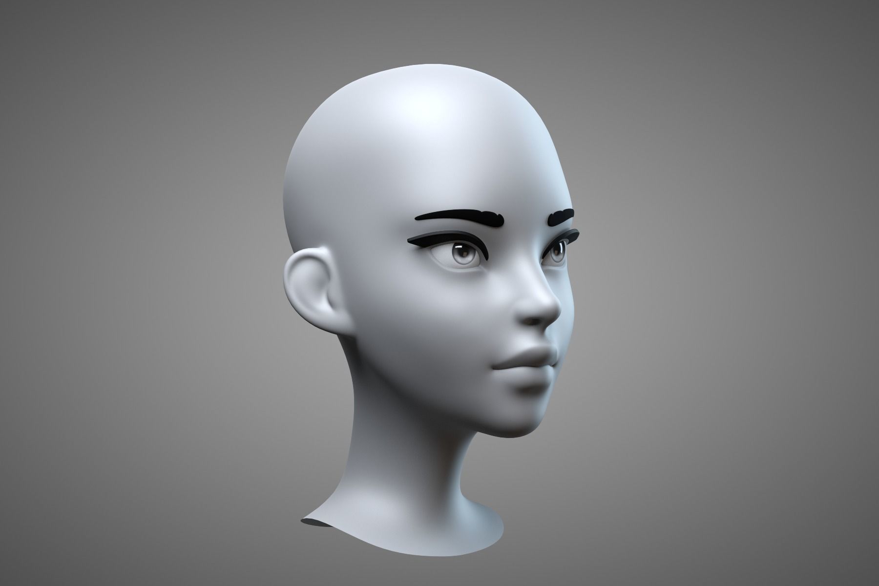 Cartoon Female Head 3D model | CGTrader