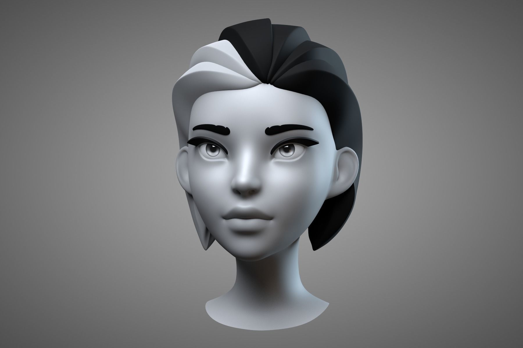 Cartoon Female Head 3D model | CGTrader