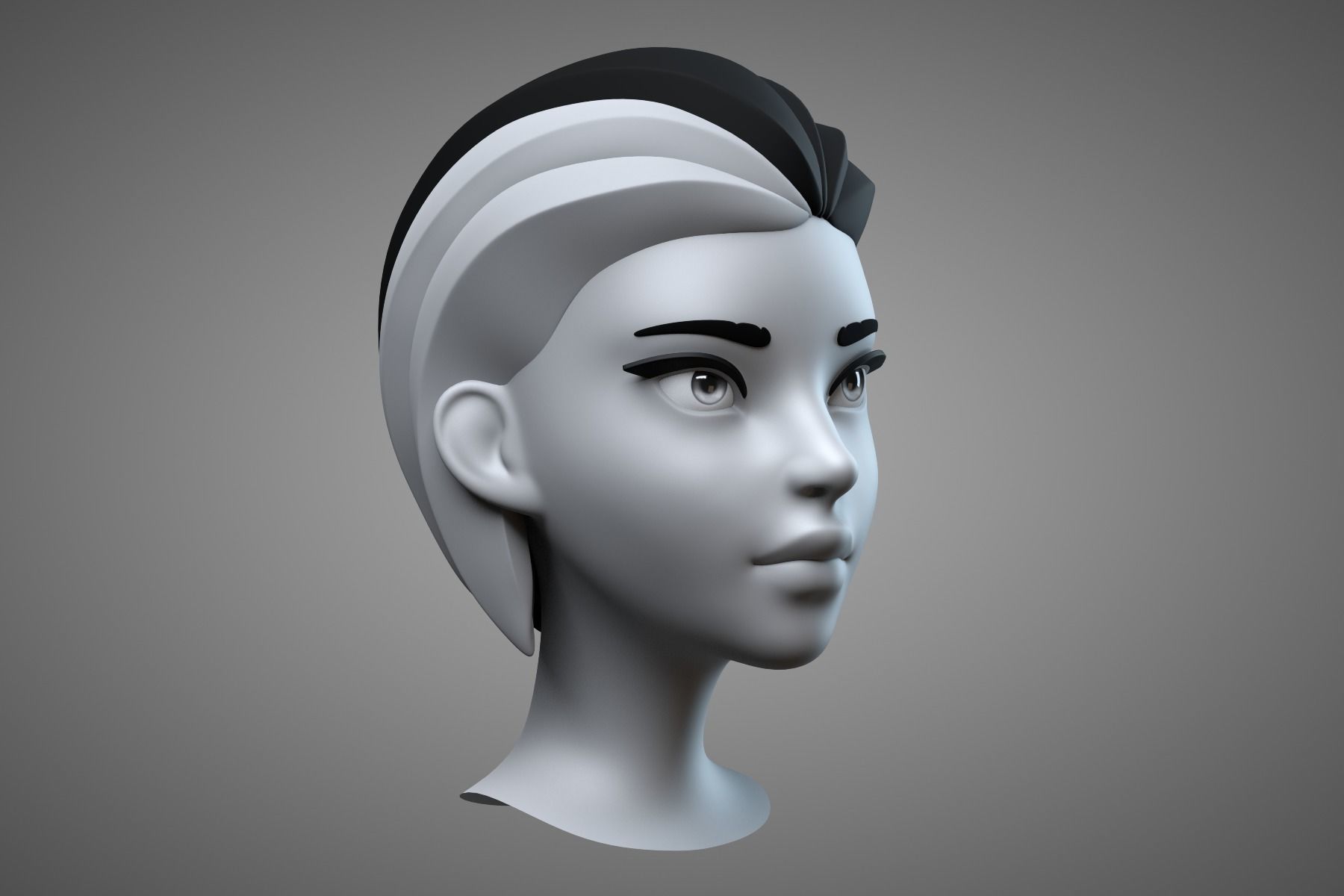 Cartoon Female Head 3D model | CGTrader