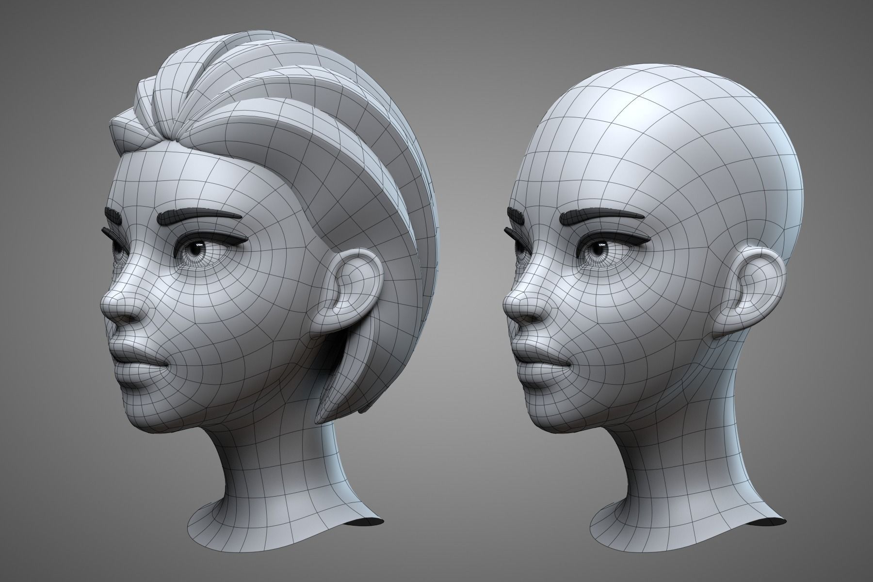 Cartoon Female Head 3d Model Cgtrader