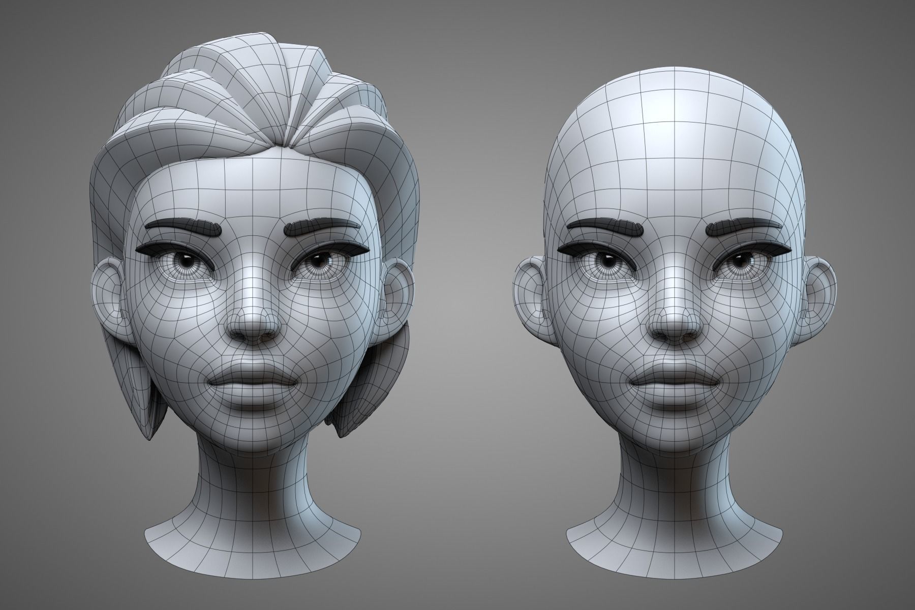 Cartoon Female Head 3D model | CGTrader