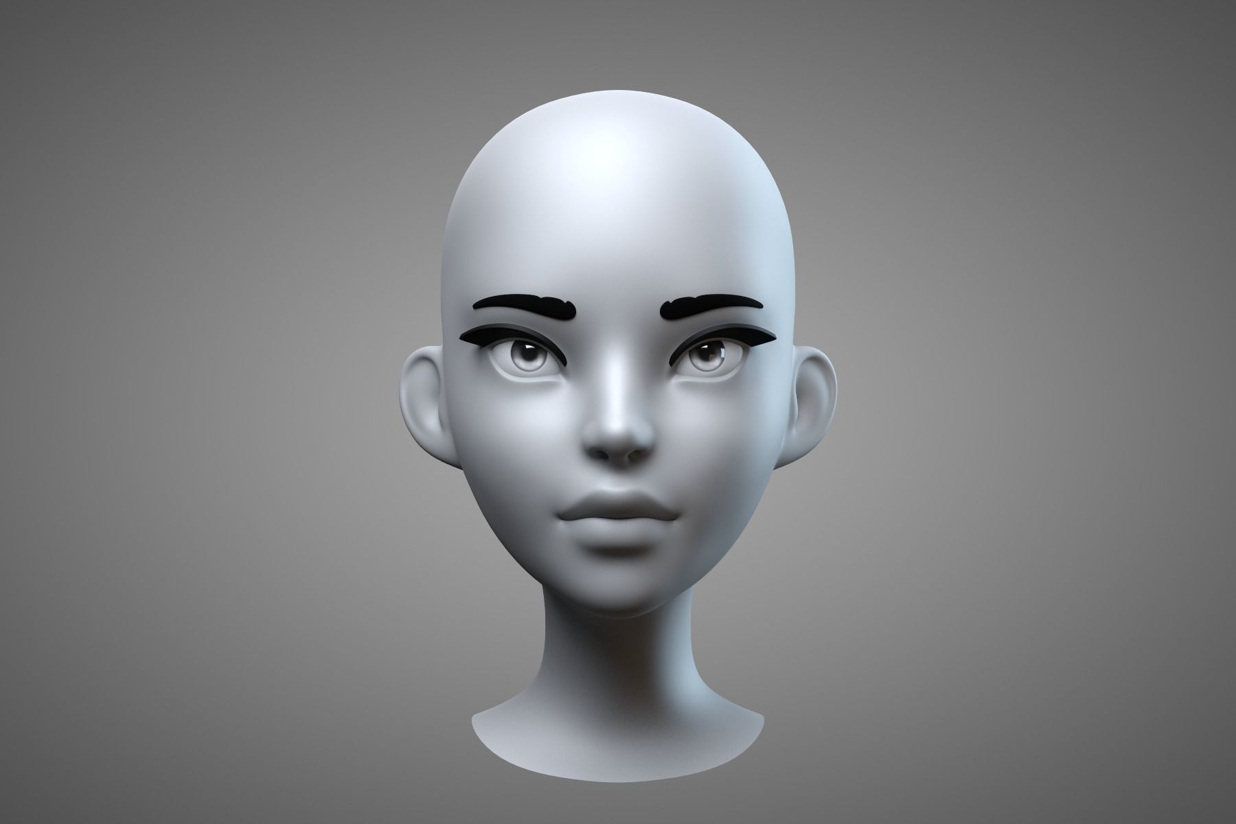 Cartoon Female Head 3D model | CGTrader