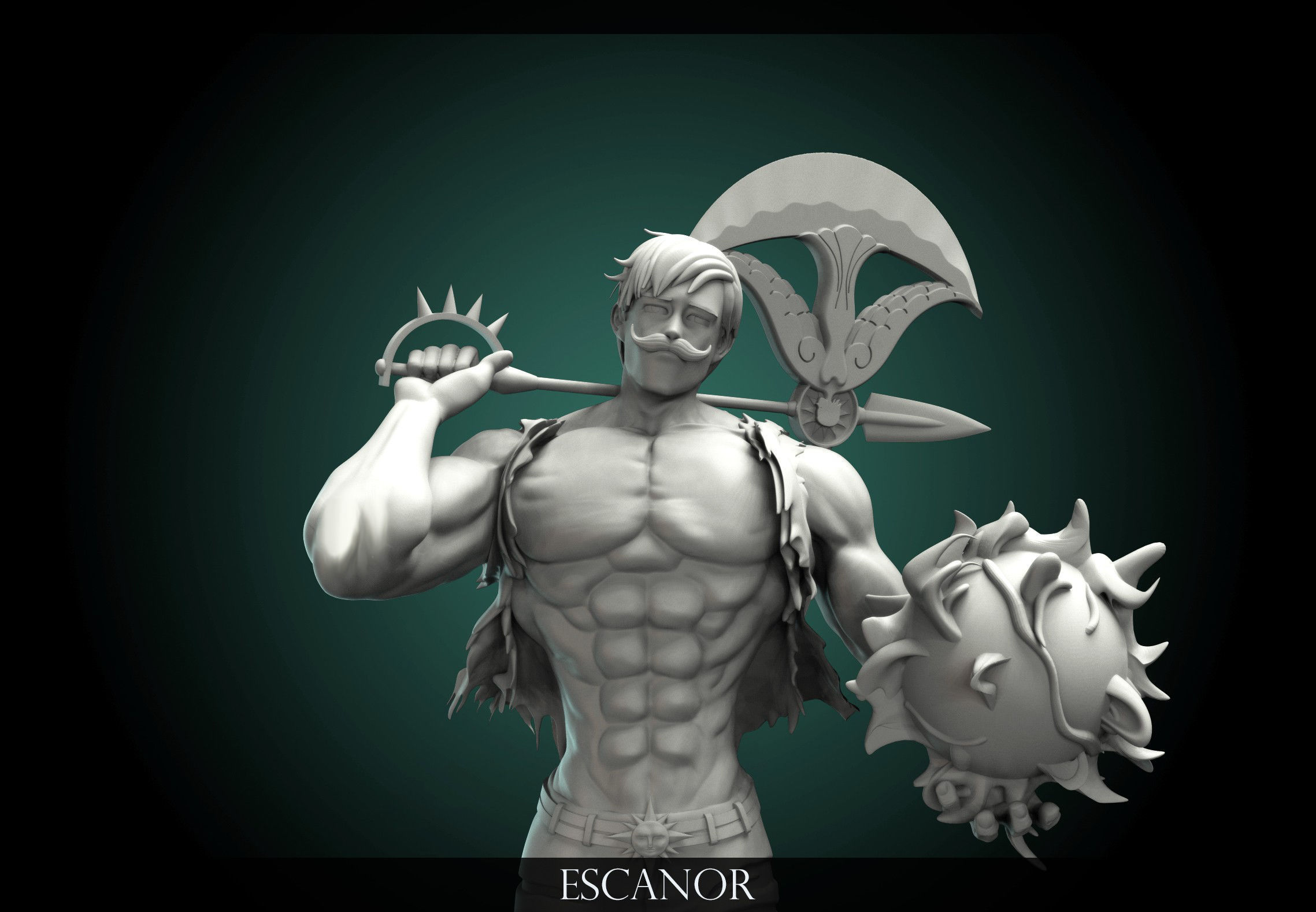 Escanor man holding sword and fire 3D model 3D printable | CGTrader