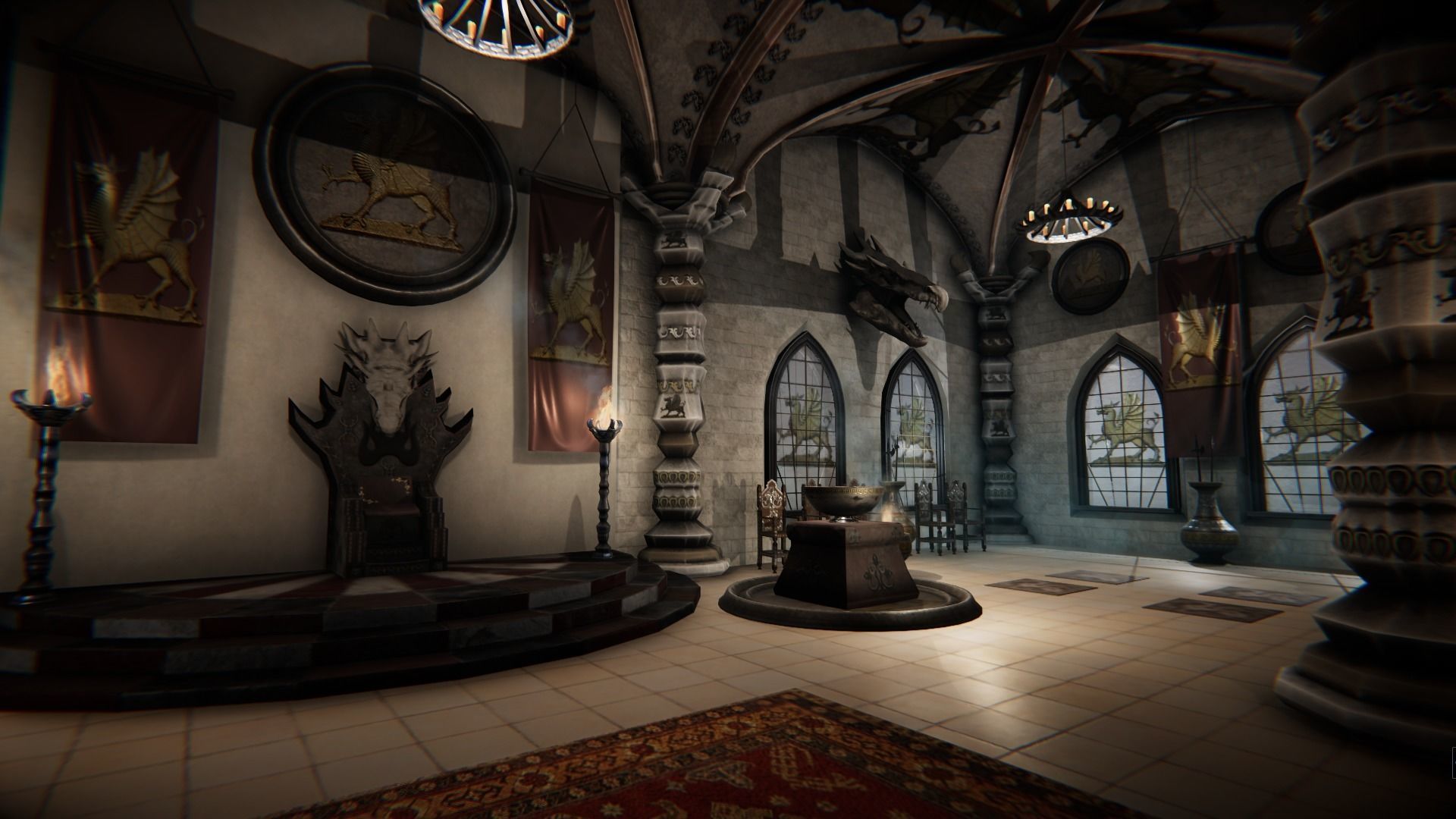 3D model Dragon Hall VR / AR / low-poly | CGTrader