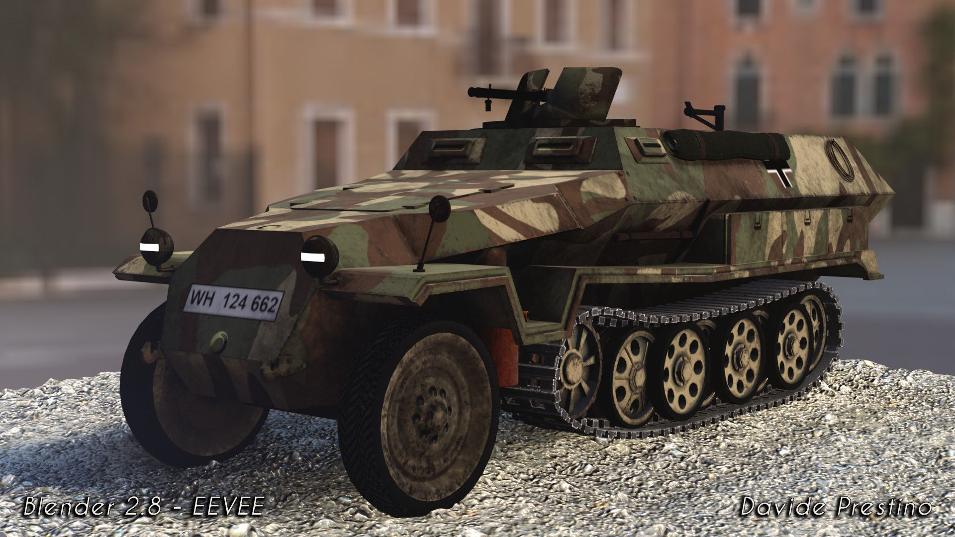 3D model Half-track SDKFZ C military German Truck VR / AR / low-poly ...