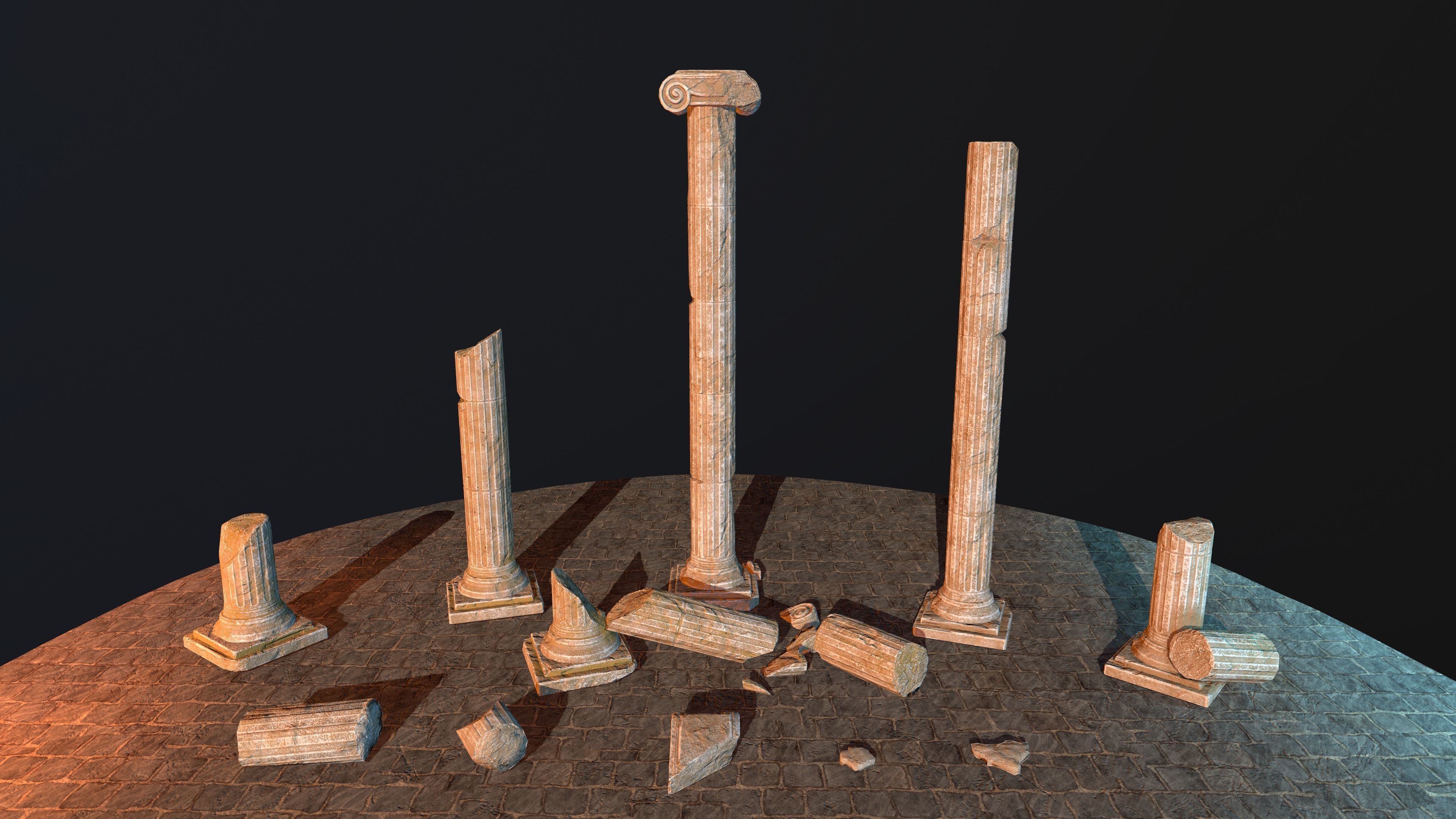 3D model Broken Columns Set VR / AR / low-poly | CGTrader