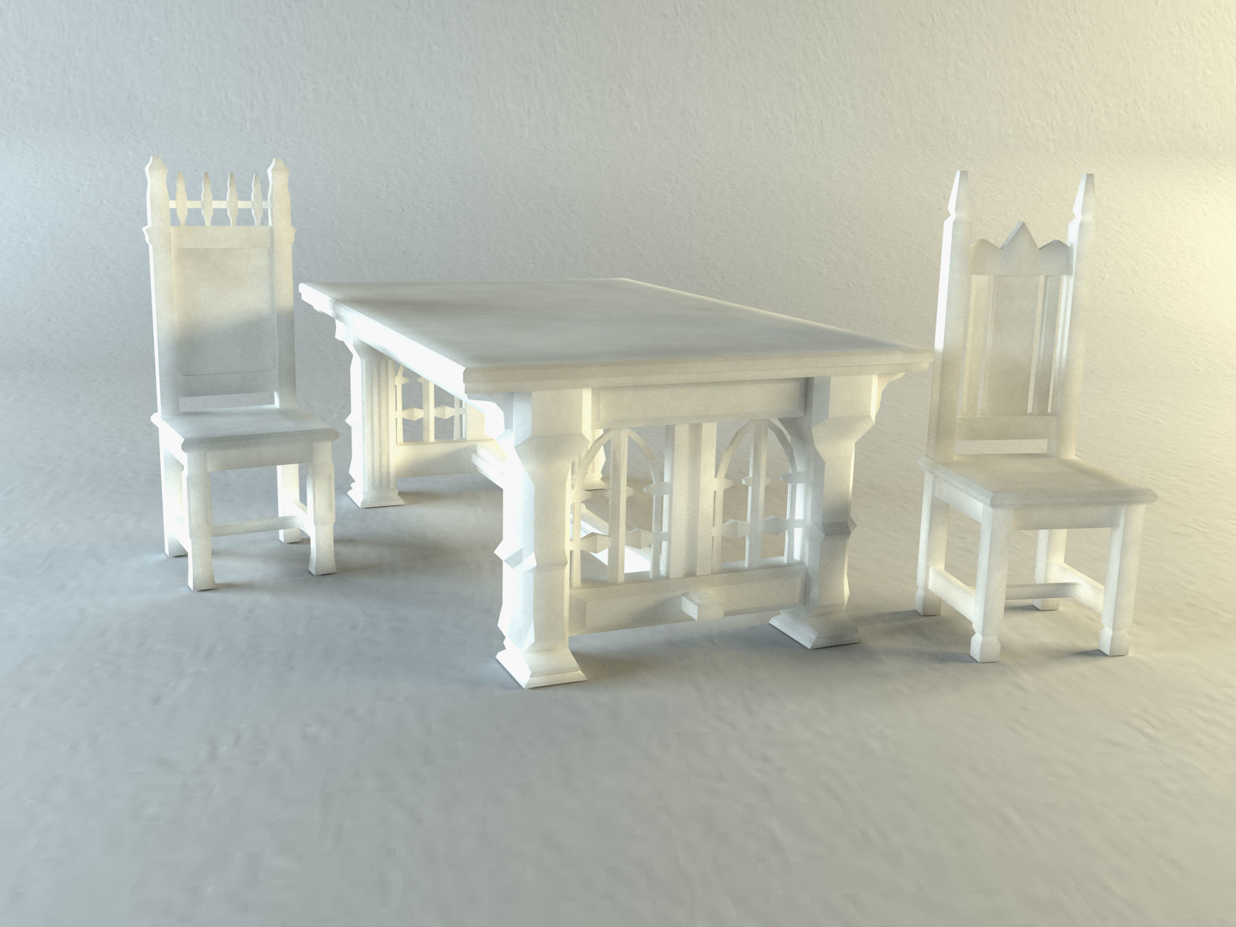 Gothic table and chairs 3D model 3D printable | CGTrader