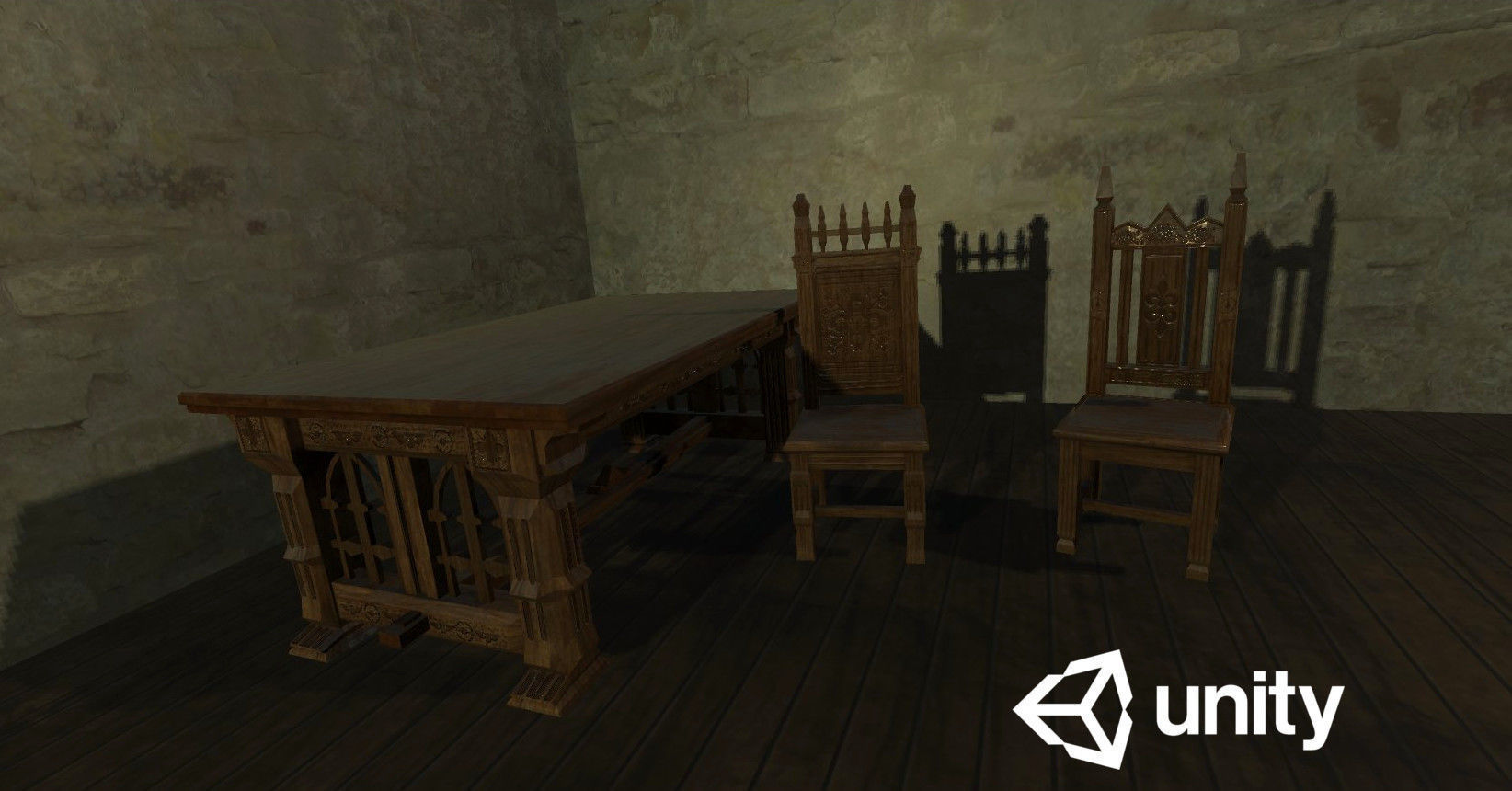 Gothic table and chairs 3D model 3D printable | CGTrader