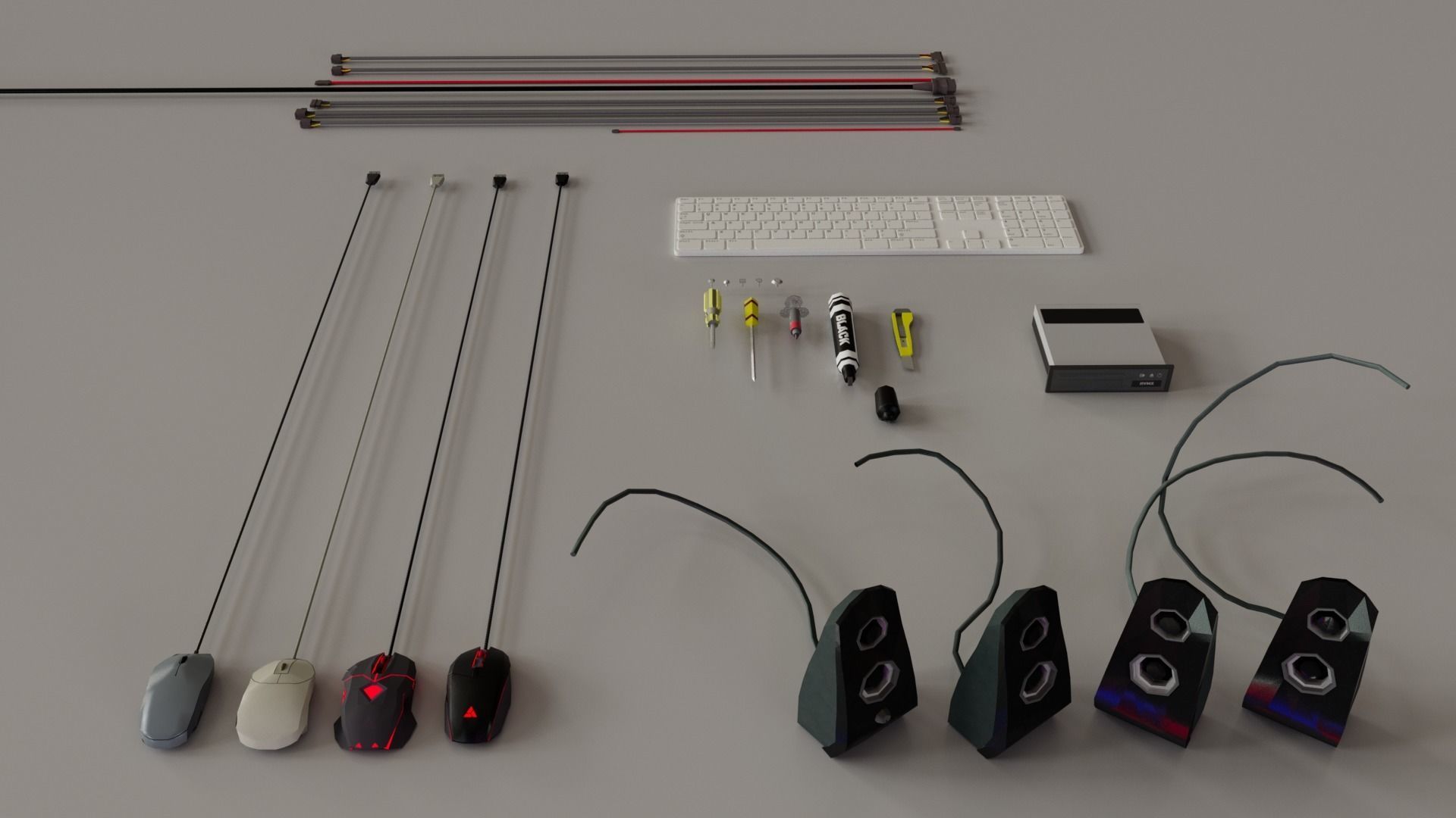 Computer parts Bundle 1 FREE free VR / AR / low-poly 3D model | CGTrader