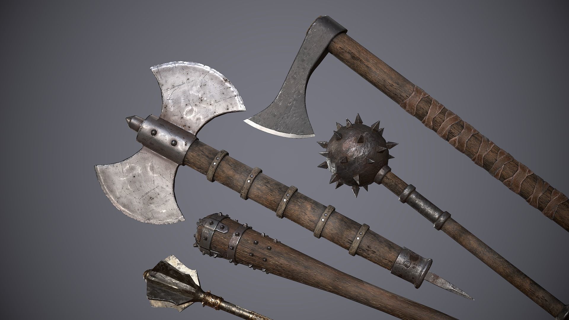 3D model Medieval Axes and Clubs VR / AR / low-poly | CGTrader