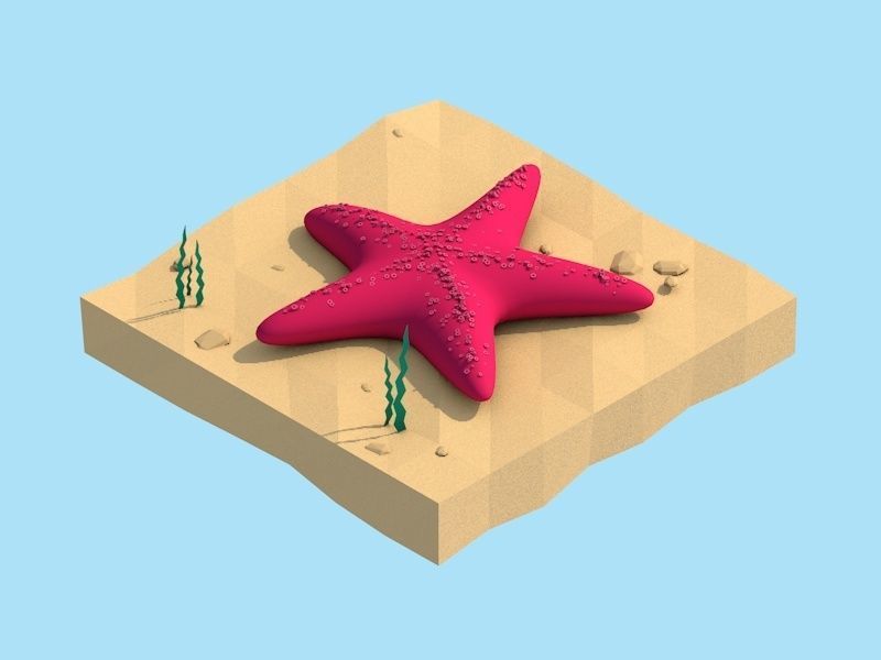 Cartoon Low Poly Starfish Illustration free VR / AR / low-poly 3D model ...