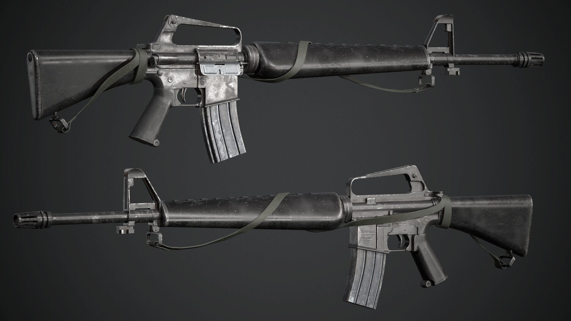 3D model M16A1 two rifles VR / AR / low-poly | CGTrader