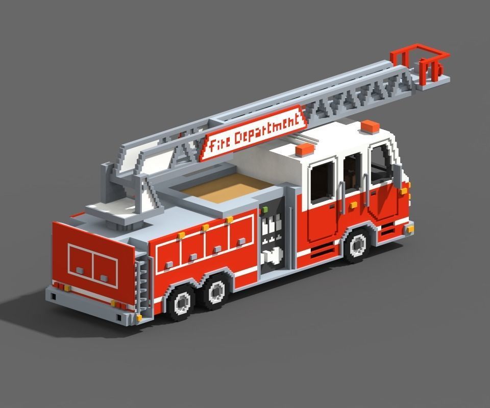 3D model Voxel Fire Truck VR / AR / low-poly | CGTrader