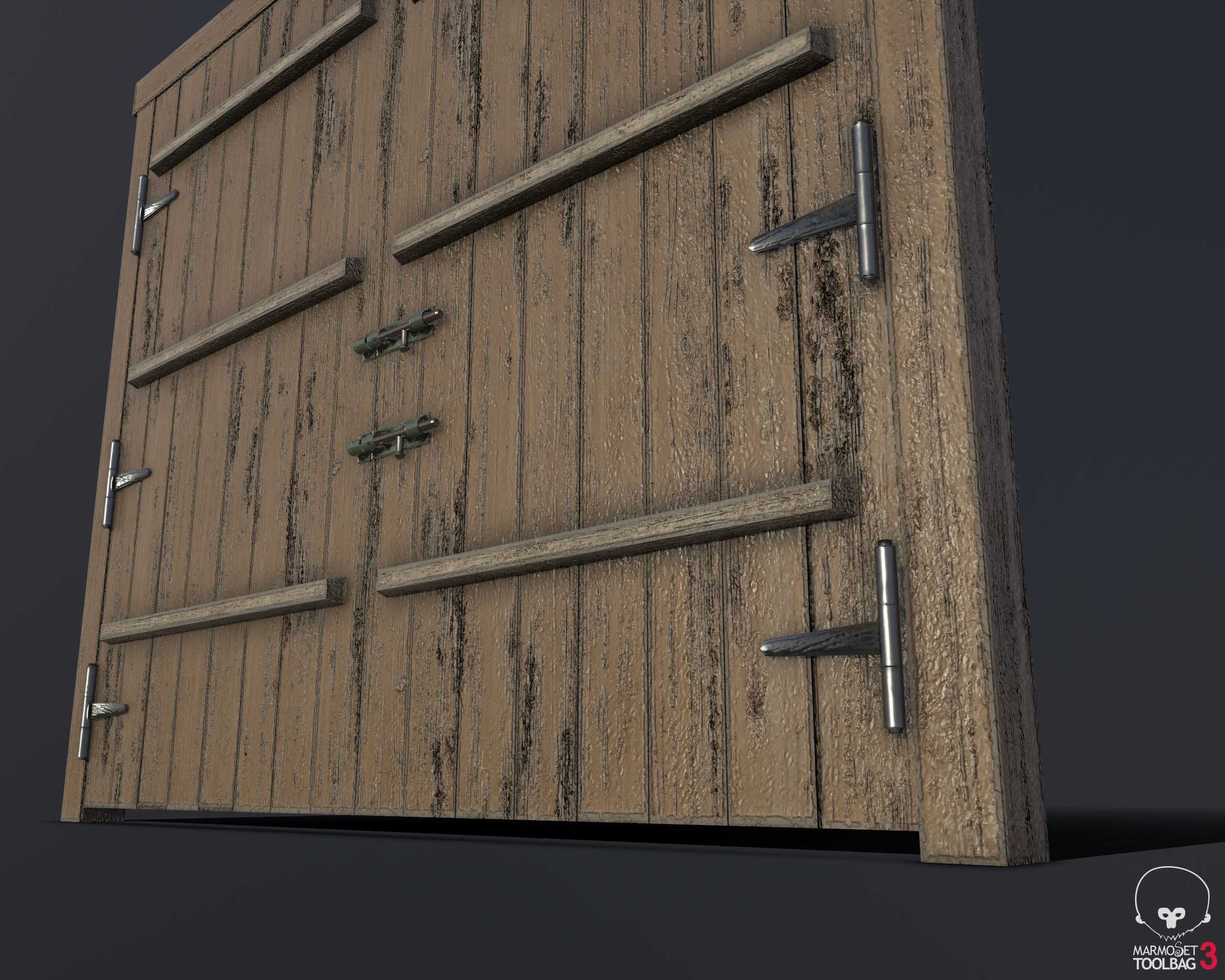3D model wooden old gate low poly PBR game ready VR / AR / low-poly ...