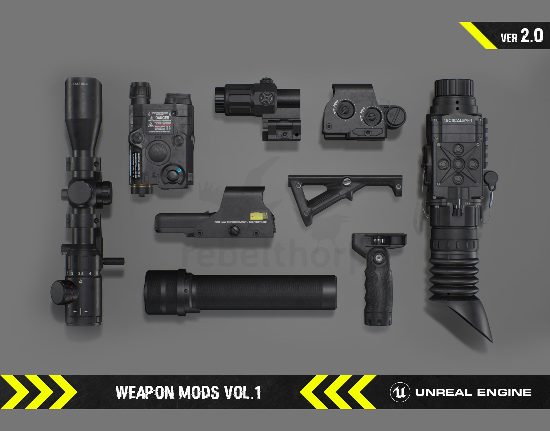 3D model Weapon Mods Vol 1 - FPS Gun Attachments for Unreal Engine VR ...