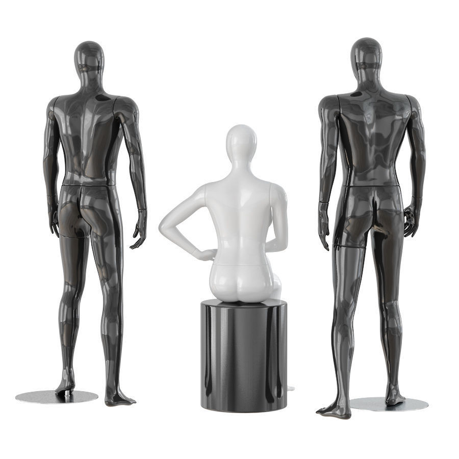 Two male and one female faceless mannequins 30 3D model | CGTrader