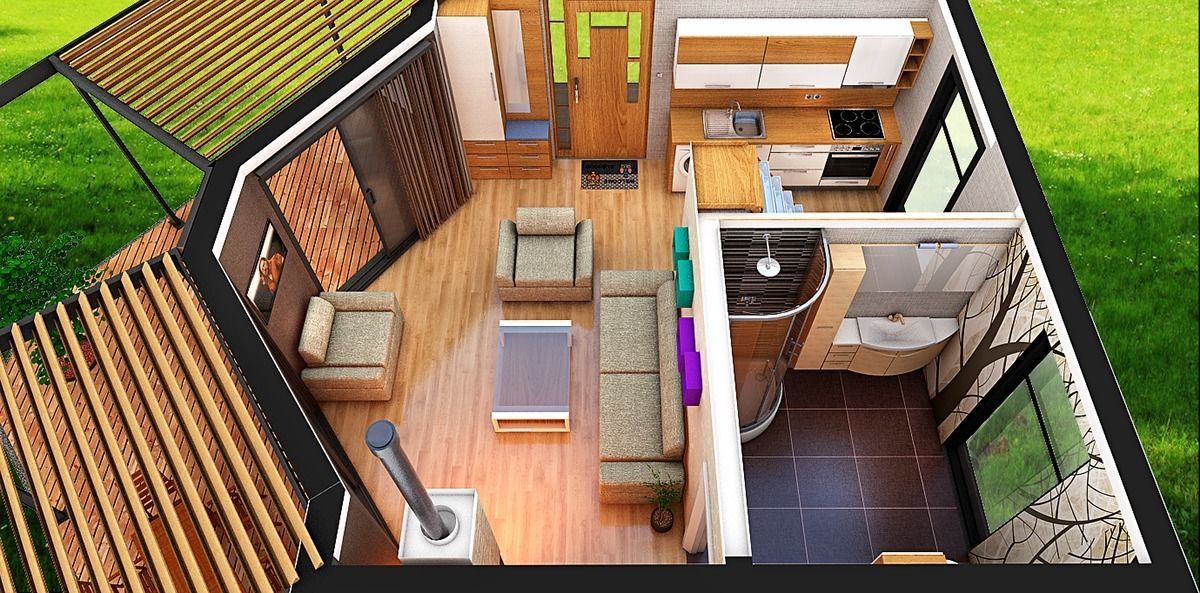 3D model TINY HOUSE ON 50M2 ON 2 FLOORS VR / AR / low-poly | CGTrader