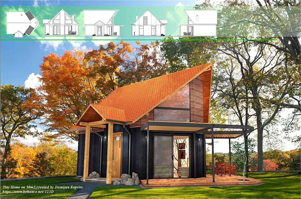 3D model TINY HOUSE ON 50M2 ON 2 FLOORS VR / AR / low-poly | CGTrader