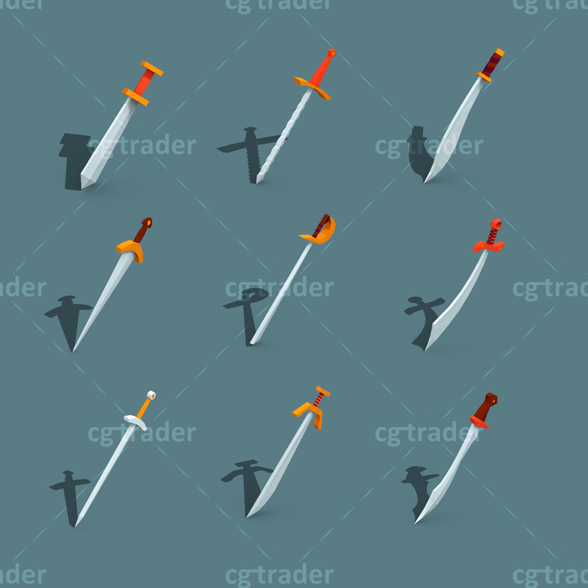3D model Low Poly Sword Isometric Icon VR / AR / low-poly | CGTrader