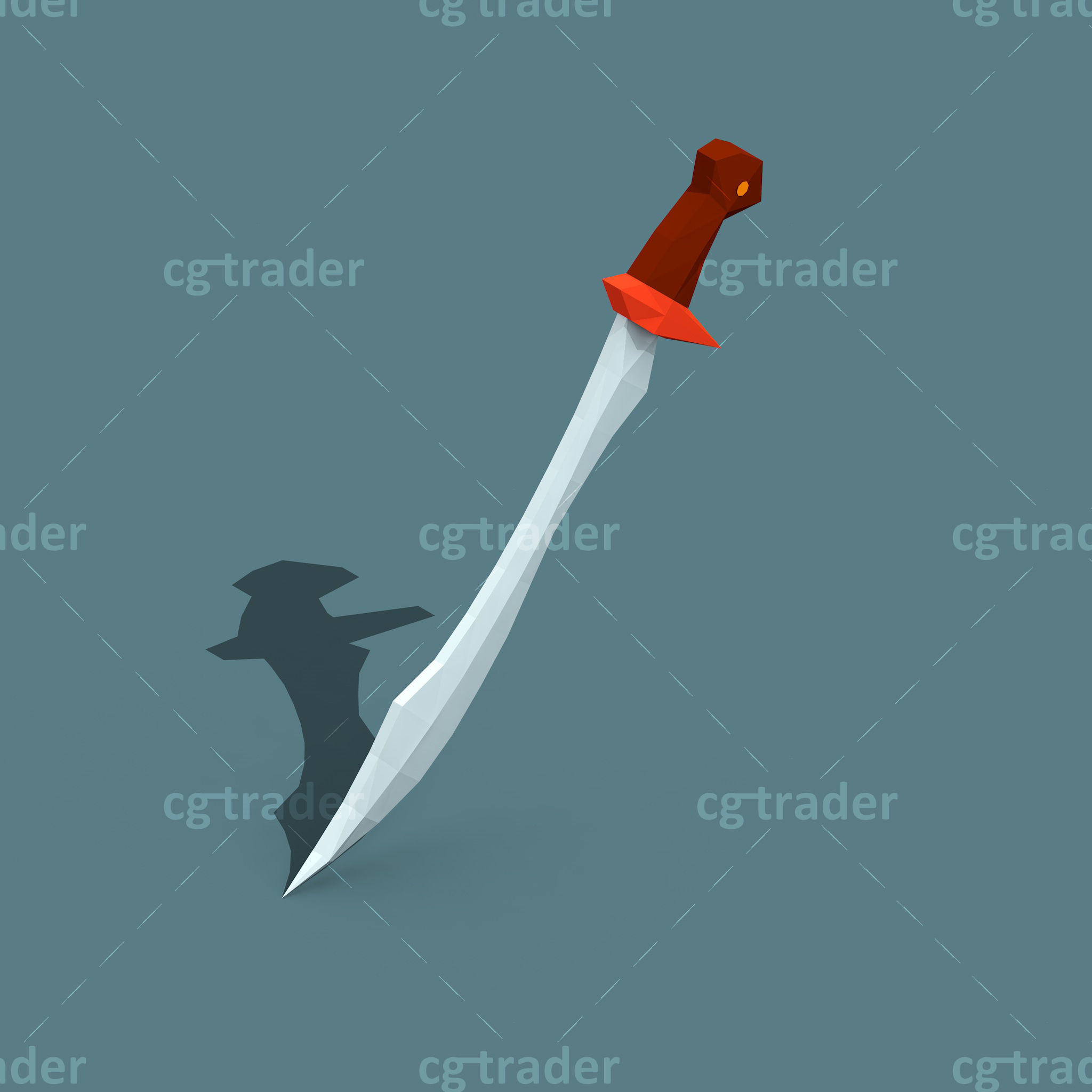 3D model Low Poly Sword Isometric Icon VR / AR / low-poly | CGTrader