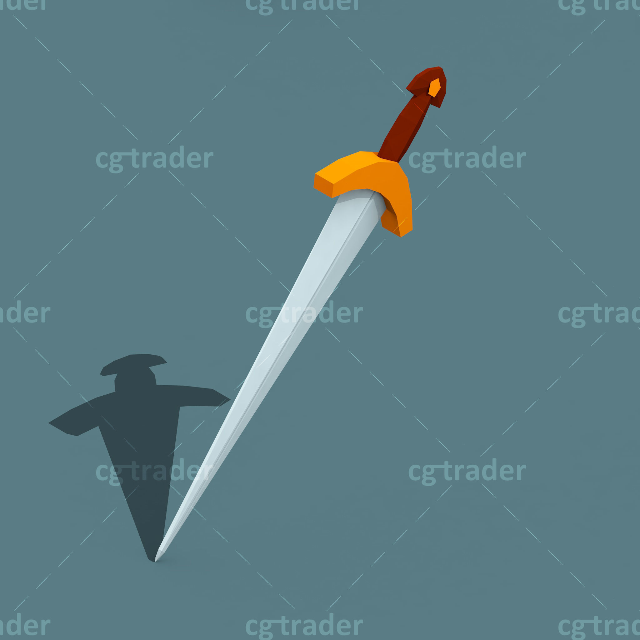 3D model Low Poly Sword Isometric Icon VR / AR / low-poly | CGTrader