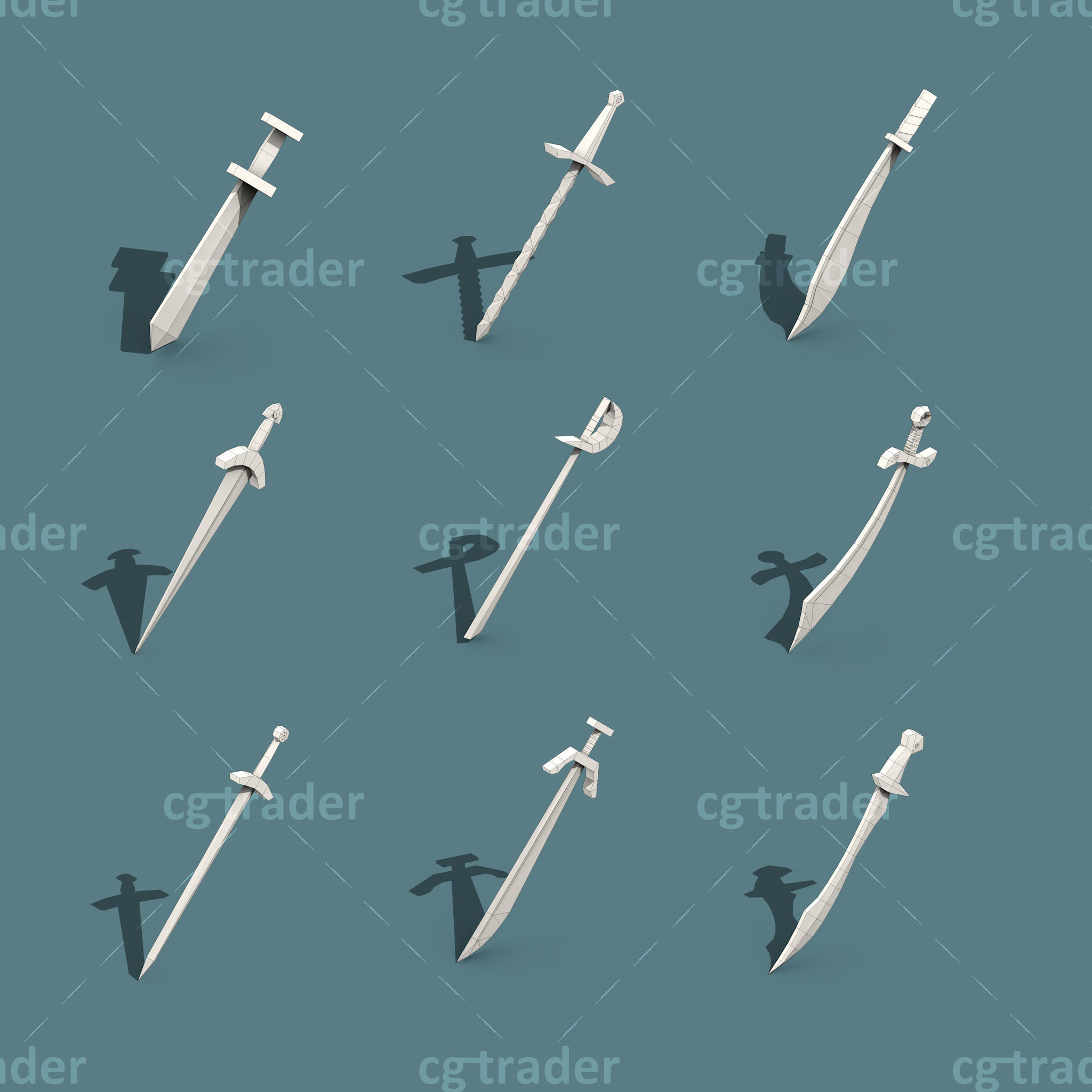 3D model Low Poly Sword Isometric Icon VR / AR / low-poly | CGTrader