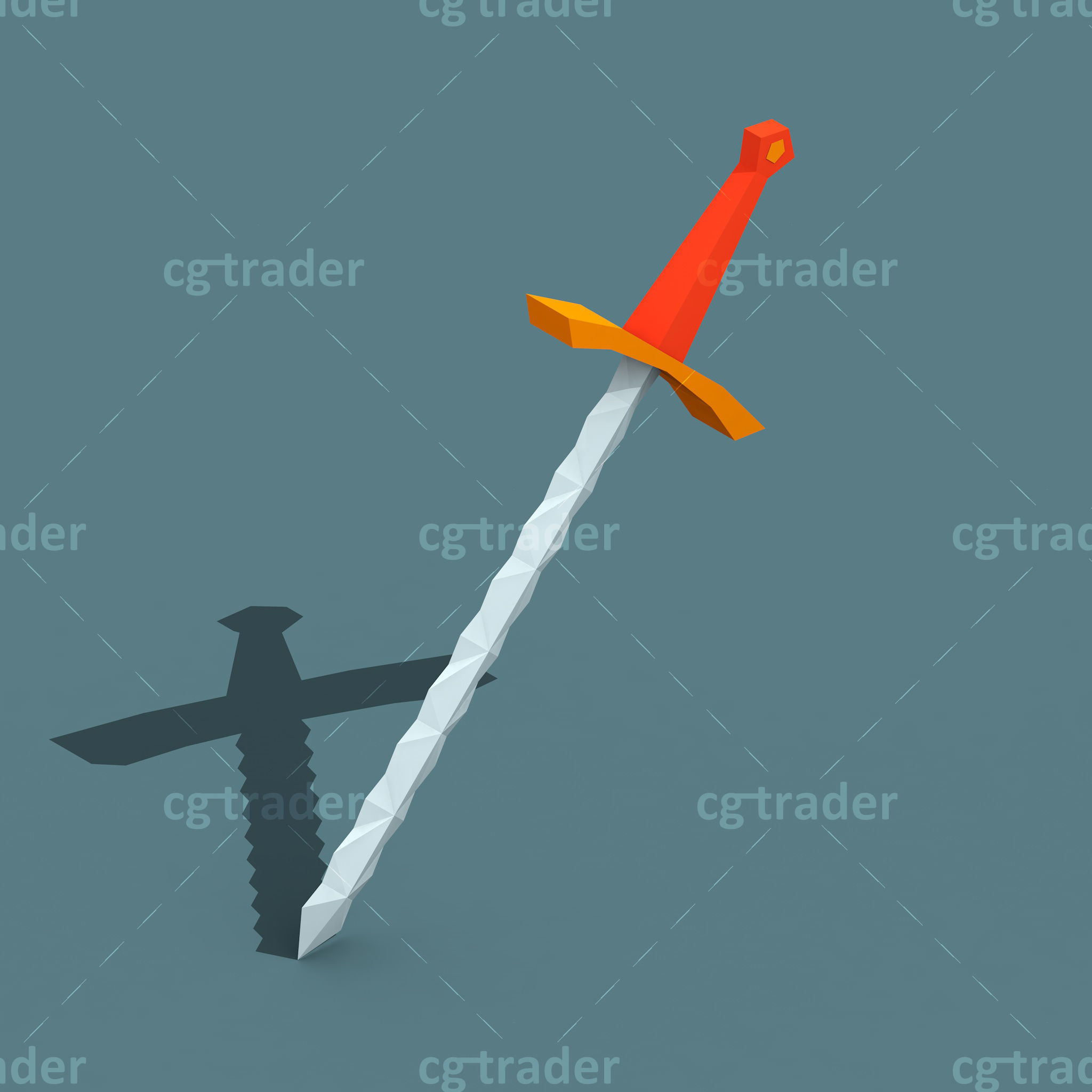 3D model Low Poly Sword Isometric Icon VR / AR / low-poly | CGTrader