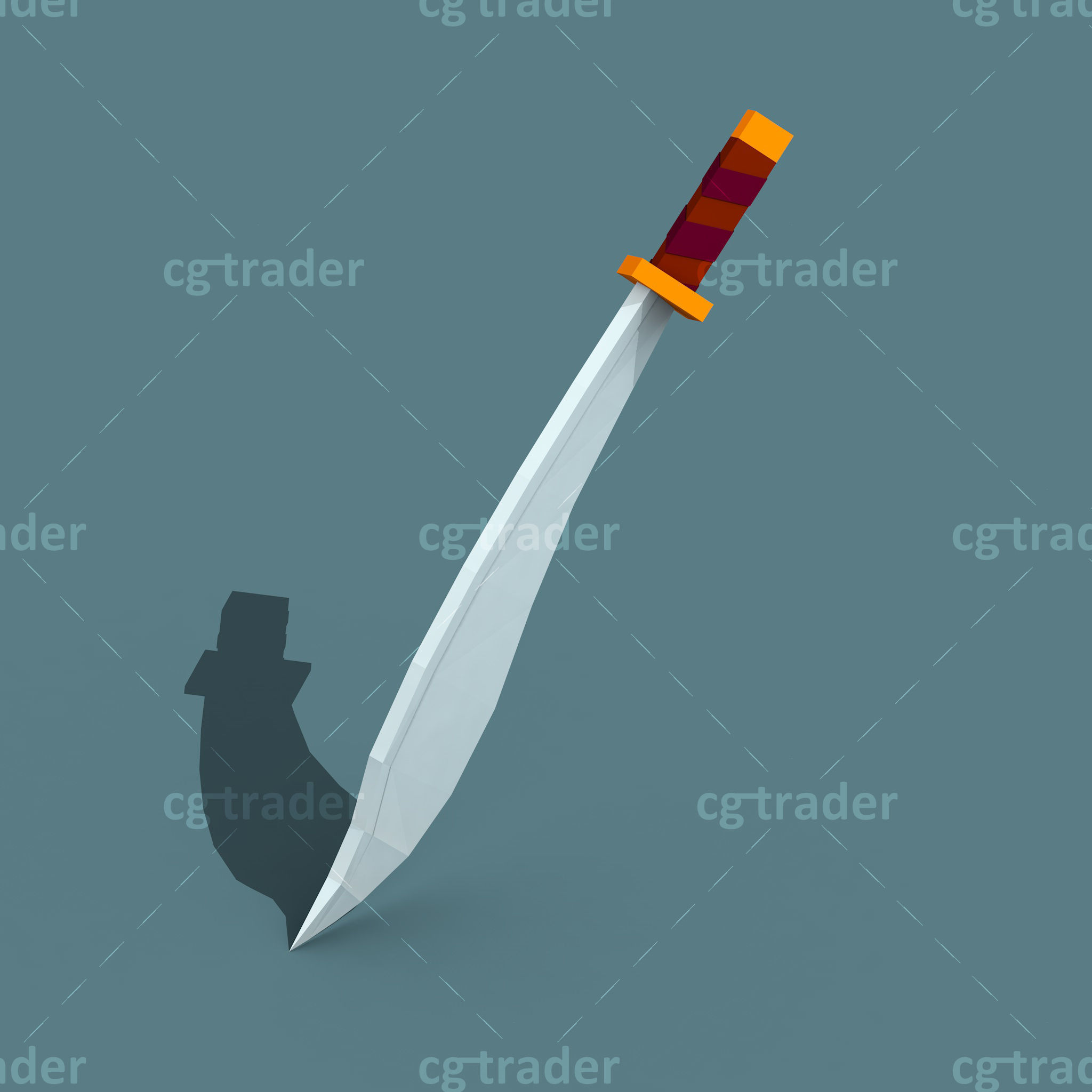 3D model Low Poly Sword Isometric Icon VR / AR / low-poly | CGTrader