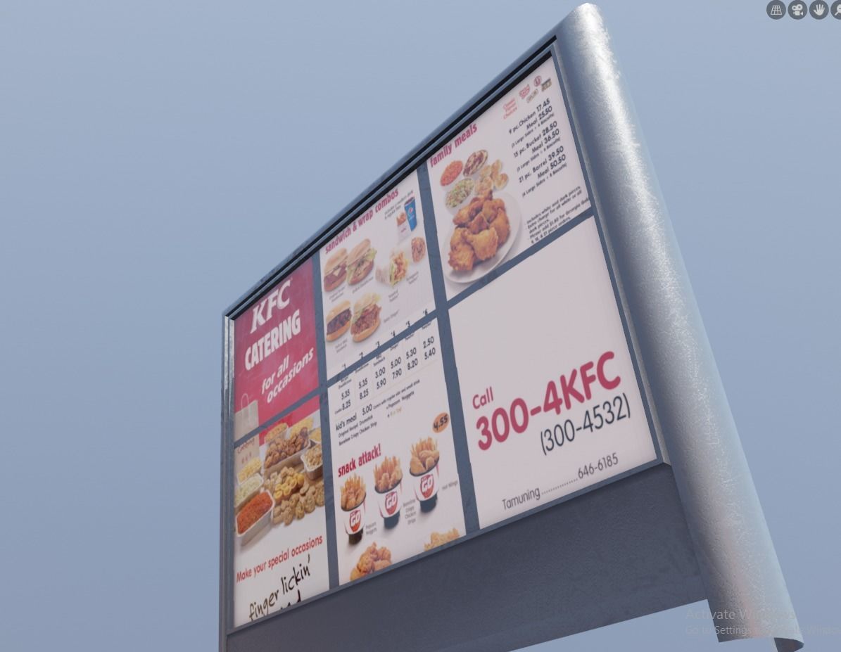 3D model large restaurant menu billboard sign VR / AR / low-poly | CGTrader