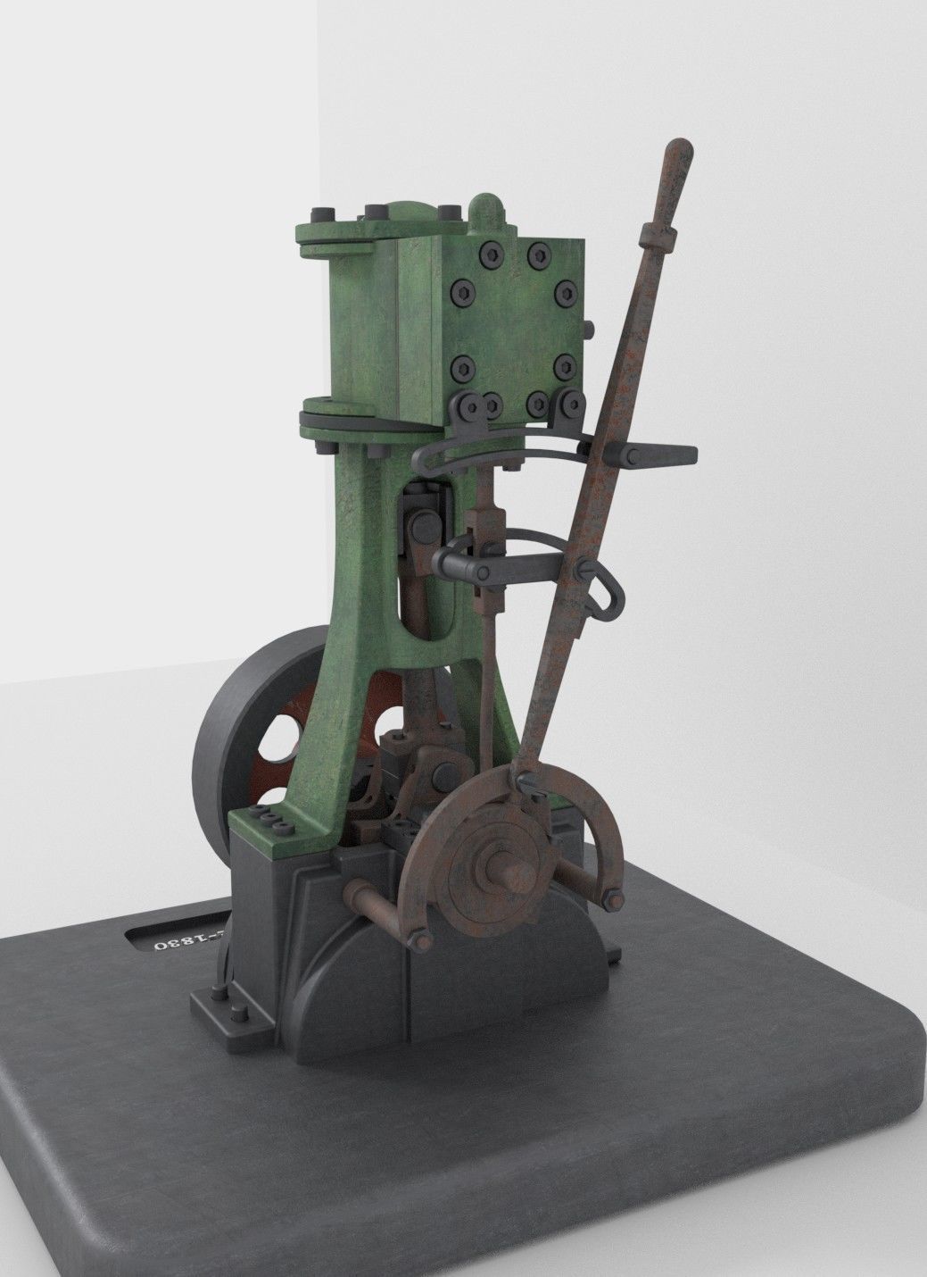 VERTICAL STEAM ENGINE WITH REVERSE GEAR -1830 3D model animated rigged ...