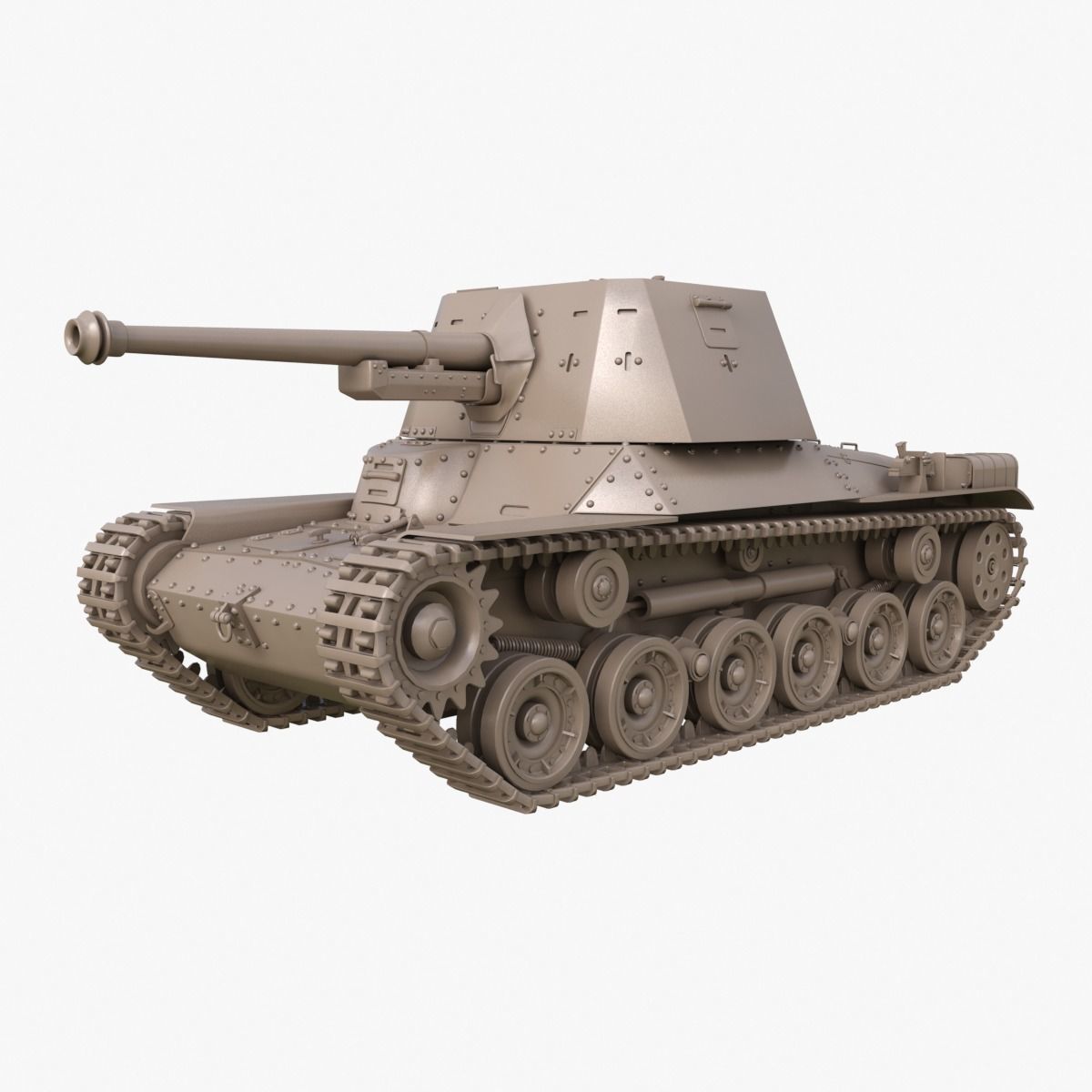 Tank Type 3 Ho Ni III Japan Clay Mental Ray 3D model | CGTrader