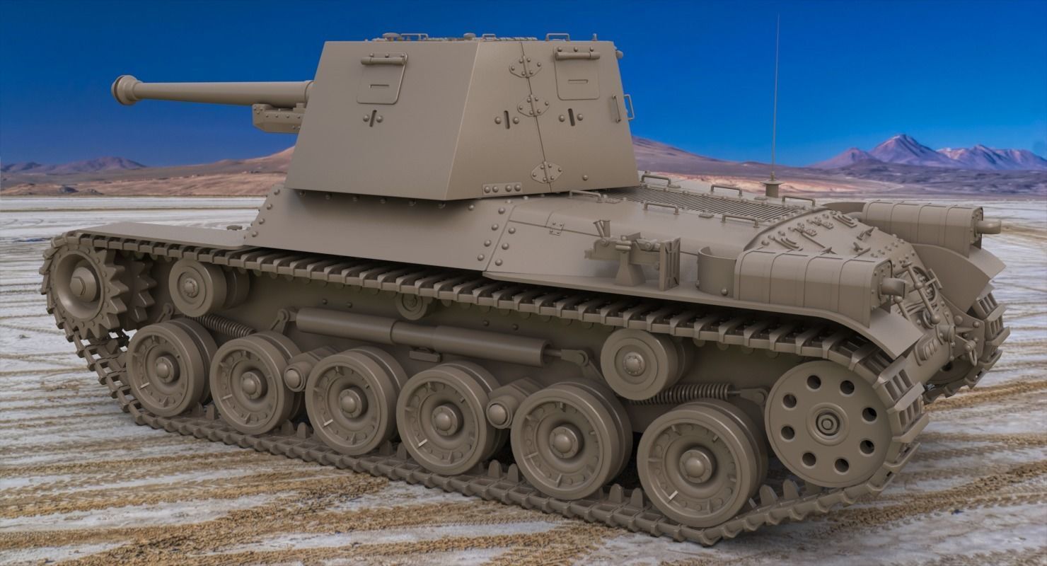 Tank Type 3 Ho Ni III Japan Clay Mental Ray 3D model | CGTrader