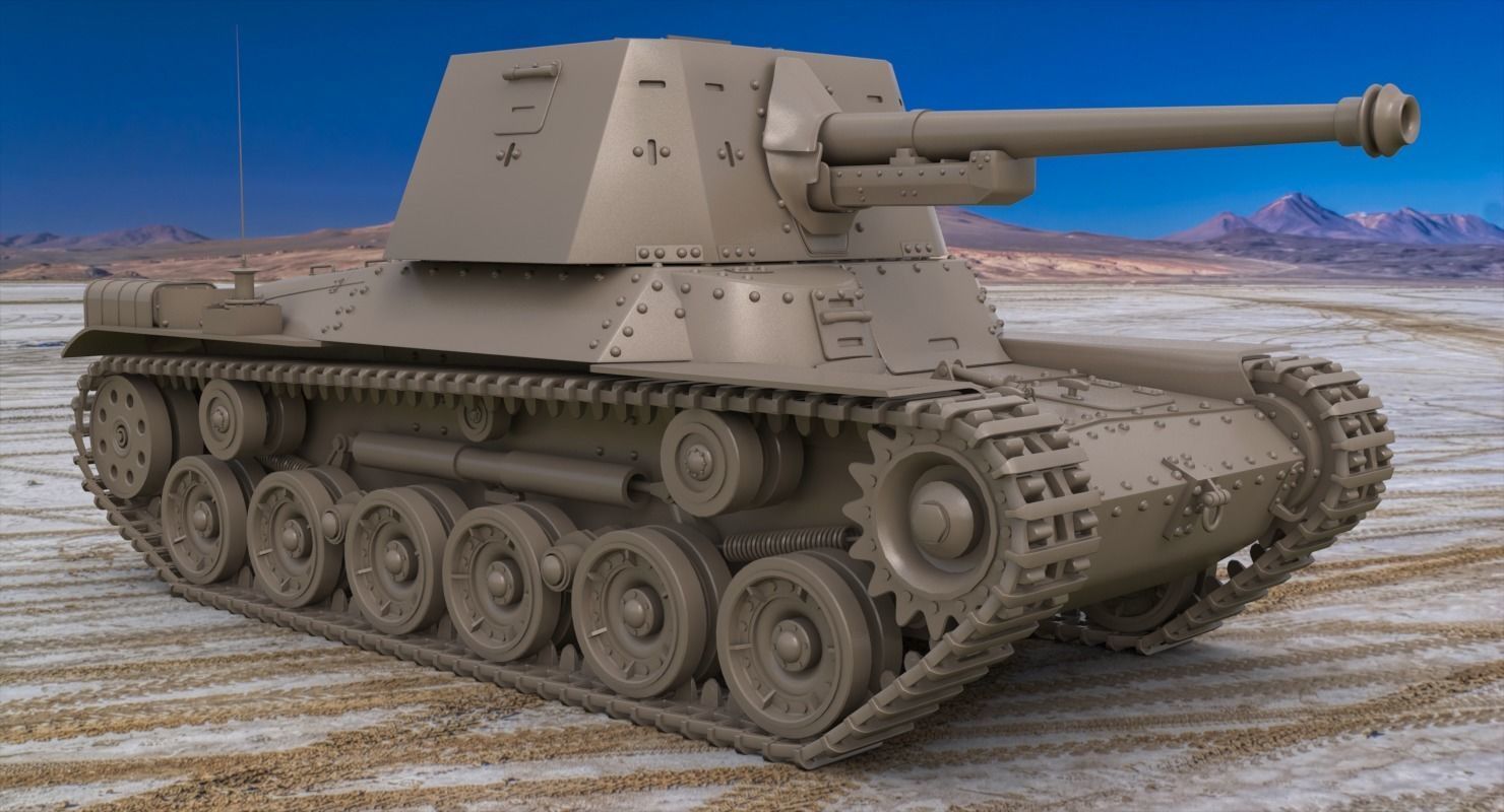 Tank Type 3 Ho Ni III Japan Clay Mental Ray 3D model | CGTrader