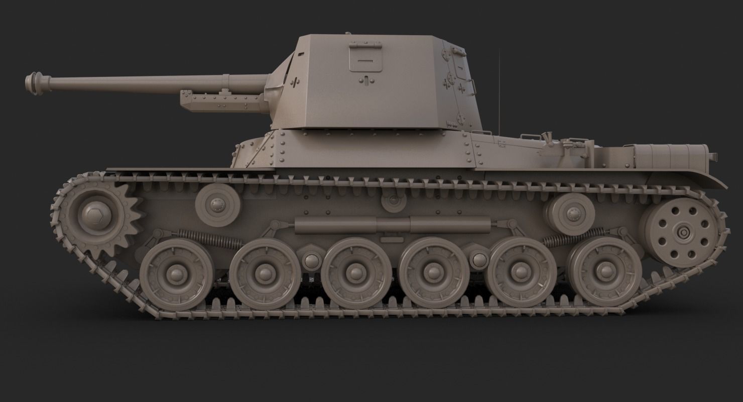 Tank Type 3 Ho Ni III Japan Clay Mental Ray 3D model | CGTrader