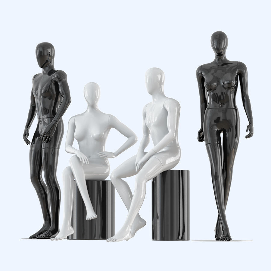Four faceless mannequins two male and two female 31 3D model | CGTrader