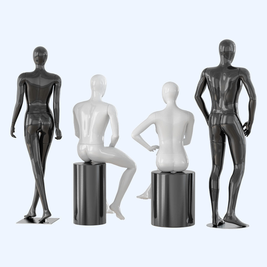 Four faceless mannequins two male and two female 31 3D model | CGTrader