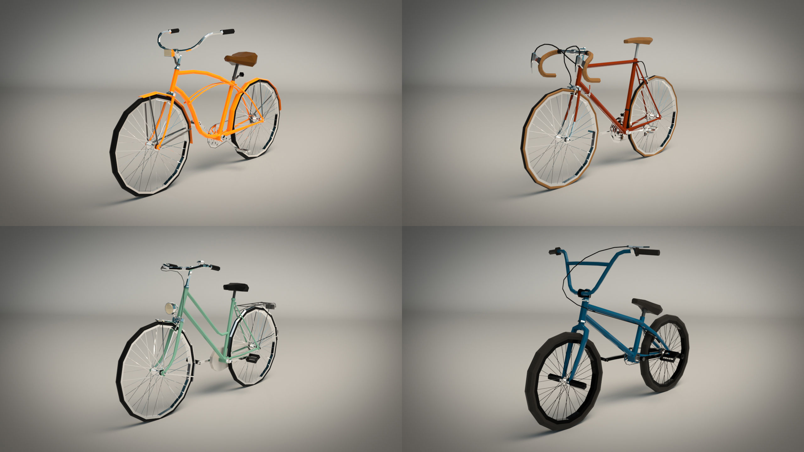 3D Model Collection Low Poly Bike Pack VR / AR / low-poly | CGTrader