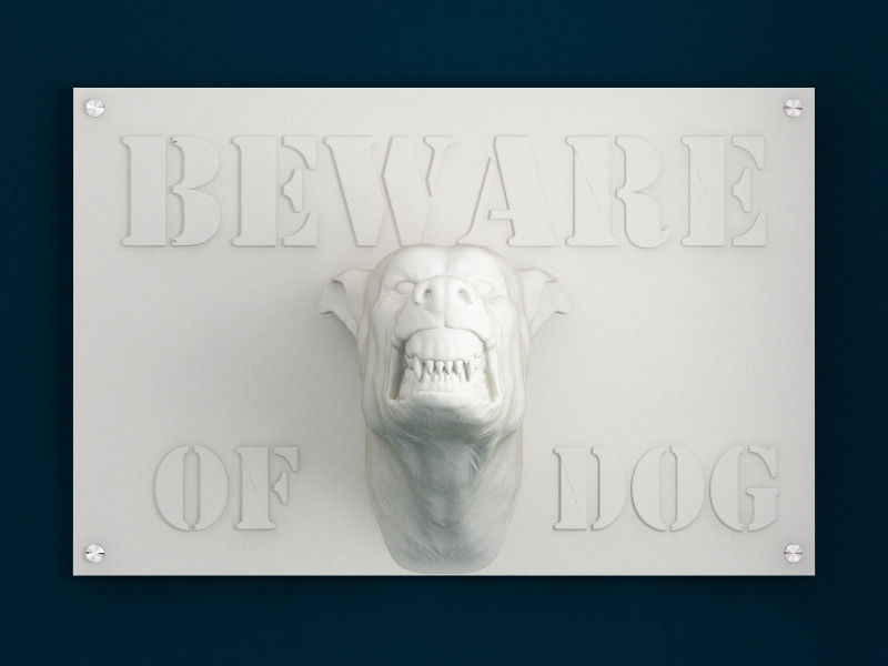 3d Printable Beware of Dog sign 3D Model 3D printable .stl - CGTrader.com