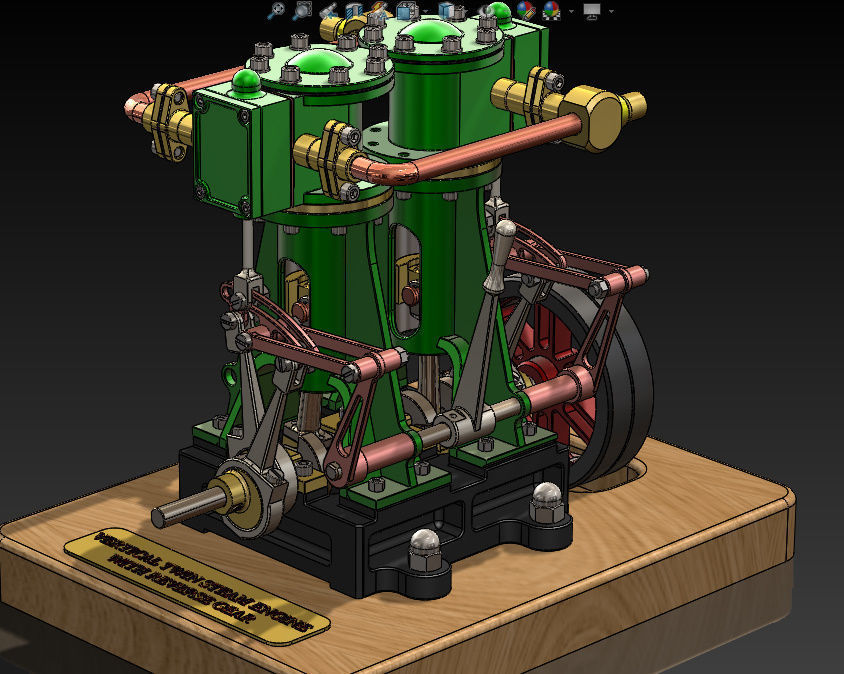 VERTICAL TWIN STEAM ENGINE - WITH REVERSE GEAR 3D model animated rigged ...