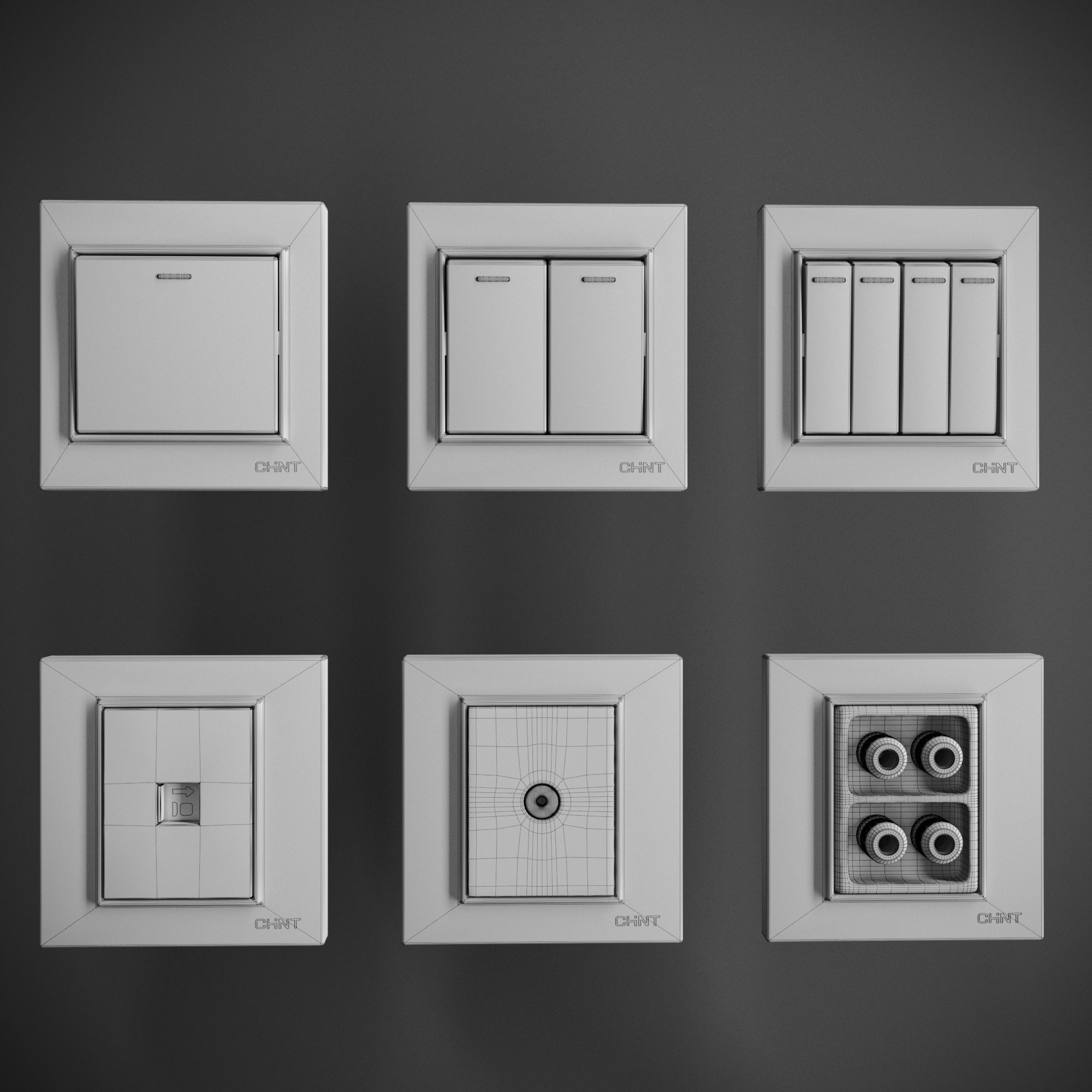 Chint 7L Series Switch And Socket 3D model | CGTrader