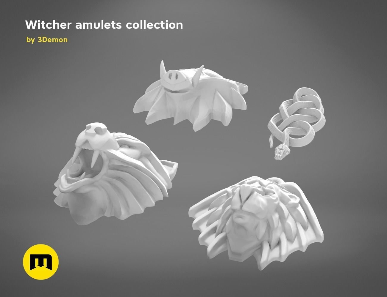 collection - witcher amulets - 3D PRINT MODEL 3D model 3D printable ...