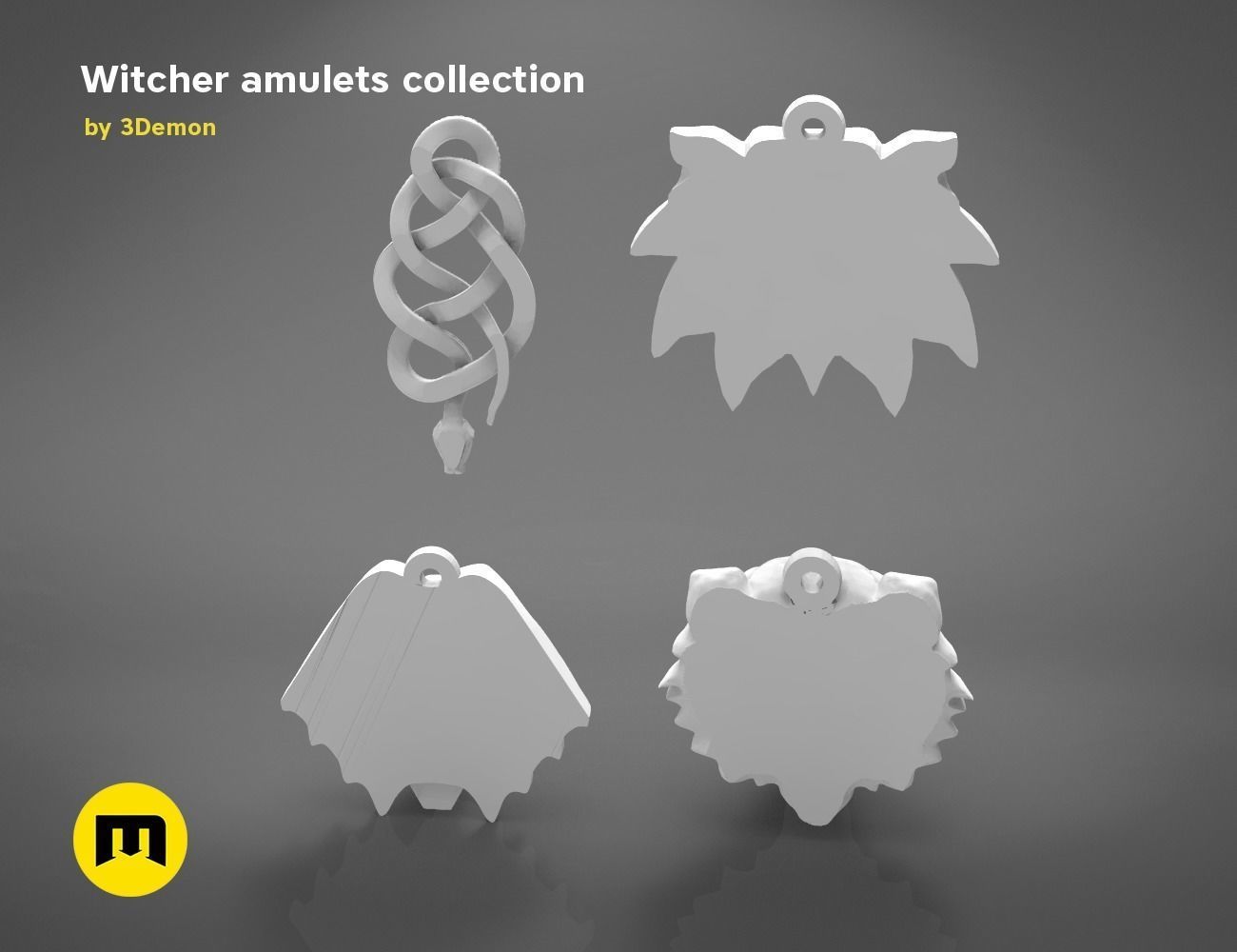 collection - witcher amulets - 3D PRINT MODEL 3D model 3D printable ...