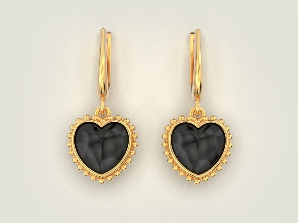 Heart earrings 3D model 3D printable | CGTrader