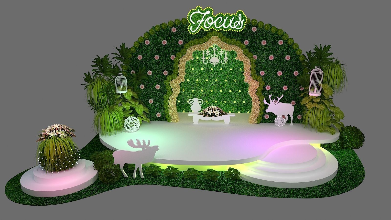 Green fresh plants stage design 3D model | CGTrader
