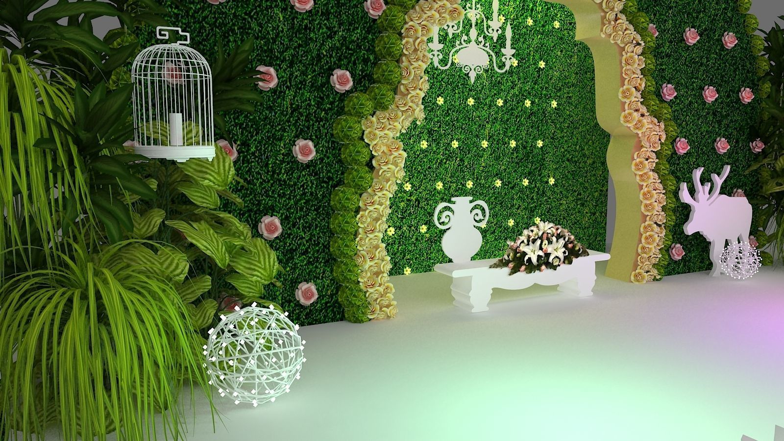 Green fresh plants stage design 3D model | CGTrader