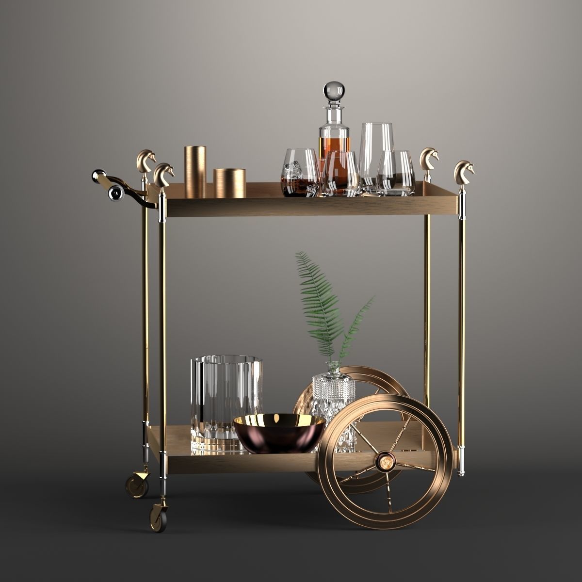 Vintage Bar Trolley 3D model | CGTrader