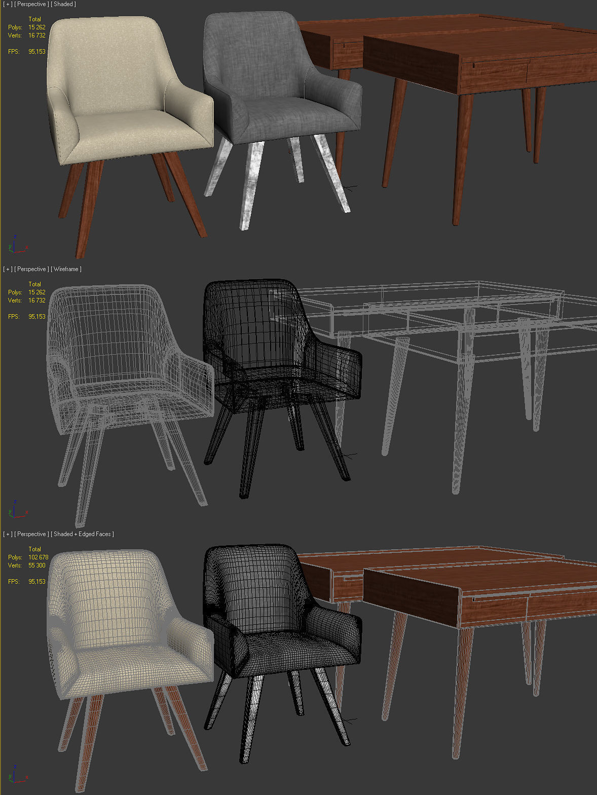 Crate and Barrel Harvey and Tate Home Office 3D model | CGTrader