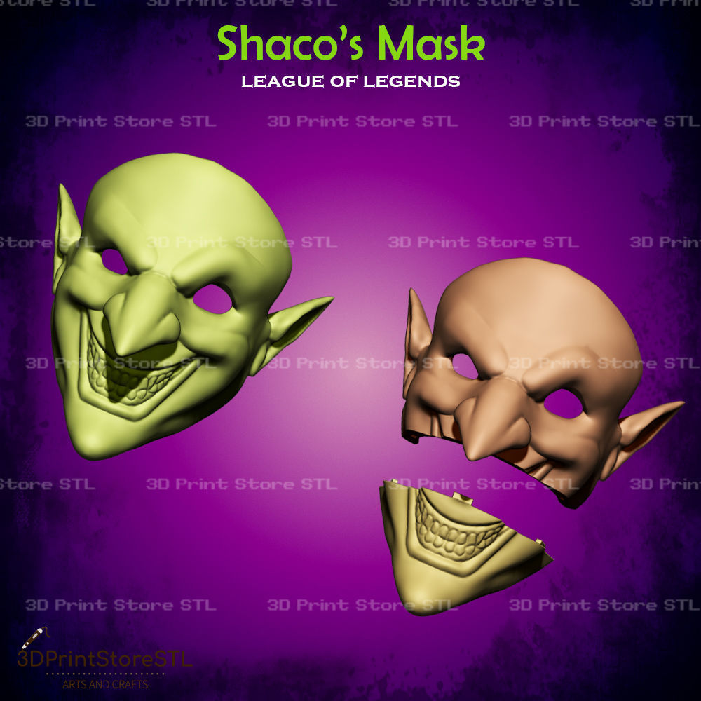 Shaco Mask Cosplay League of Legends - STL File 3D model 3D printable ...