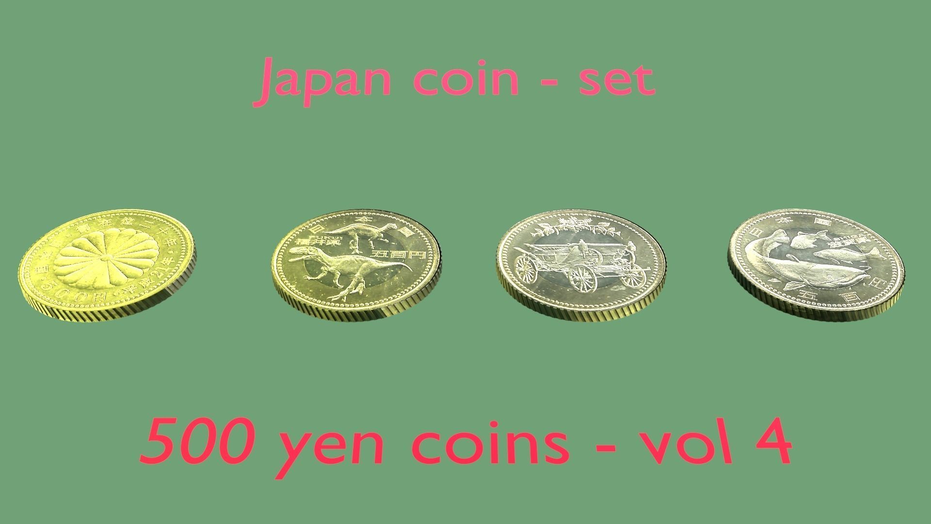 Japan 500 yen coin - set - vol 4 3D model | CGTrader